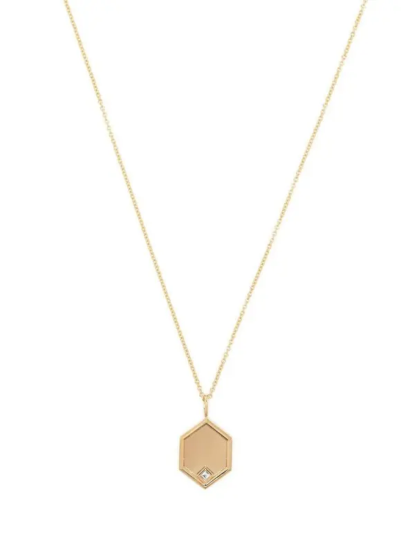 Lizzie Mandler Diamond Hexagon Charm Necklace - Gold