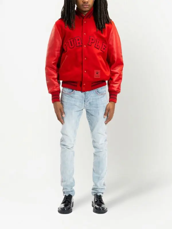 PURPLE BRAND Logo-appliqué Varsity Bomber Jacket