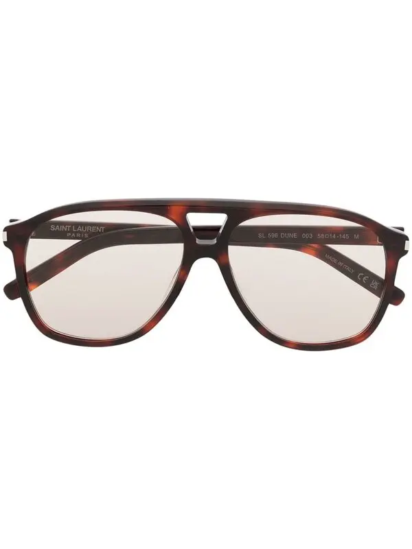 Saint Laurent Pilot Frame Tortoiseshell Sunglasses - Brown