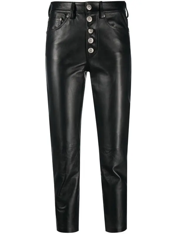 DONDUP Leather High-waisted Trousers