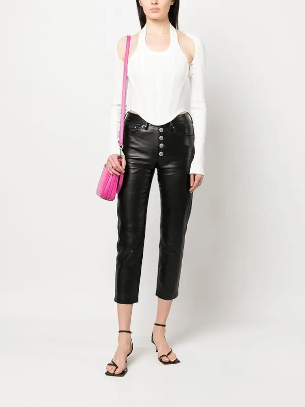 DONDUP Leather High-waisted Trousers