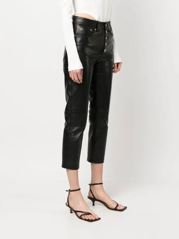 DONDUP Leather High-waisted Trousers