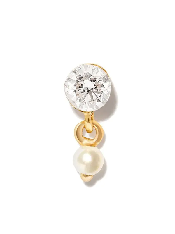 MARIA TASH 18kt Yellow Diamond And Pearl Stud Earring - Gold