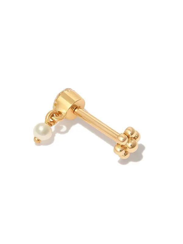 MARIA TASH 18kt Yellow Diamond And Pearl Stud Earring - Gold