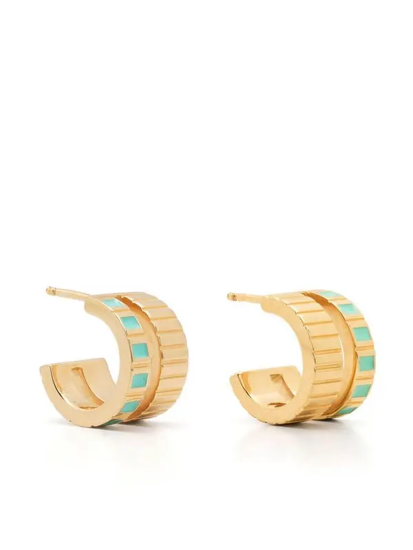 IVI Enamel-detail Hoop Earrings - Gold
