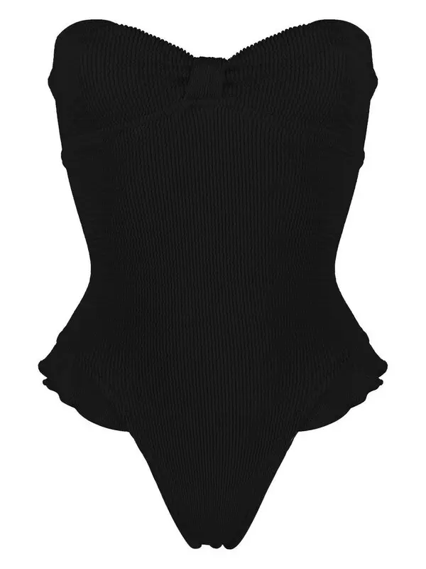 REINA OLGA Crinkle-effect One-piece Swimsuit - Black