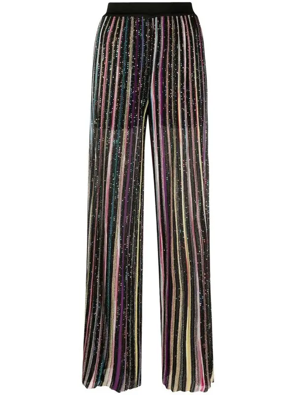 Missoni Sequin-embellished Striped Trousers - Black