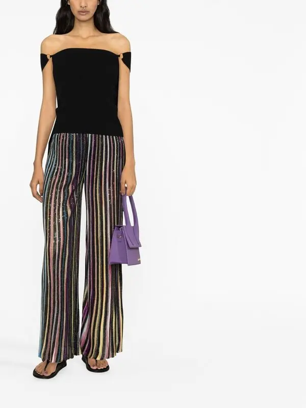 Missoni Sequin-embellished Striped Trousers - Black
