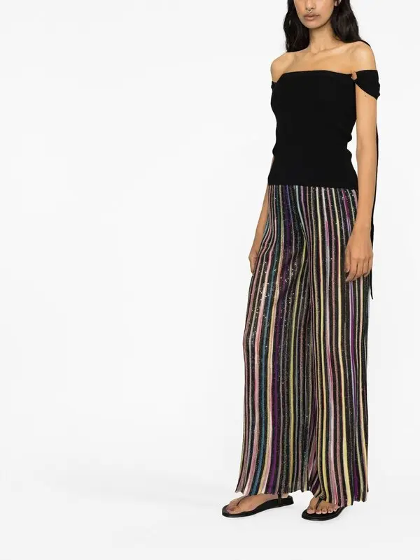 Missoni Sequin-embellished Striped Trousers - Black