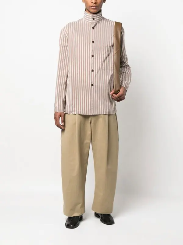 Lemaire Long-Sleeve Striped Shirt In Brown - 47% Off | Editorialist