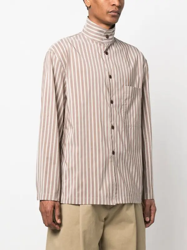Lemaire Long-Sleeve Striped Shirt In Brown - 47% Off | Editorialist