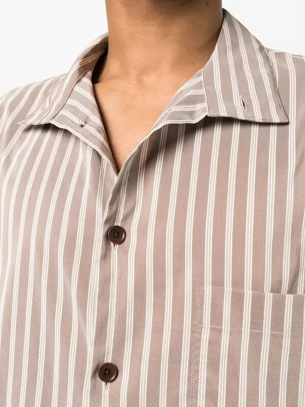 Lemaire Long-Sleeve Striped Shirt In Brown - 47% Off | Editorialist