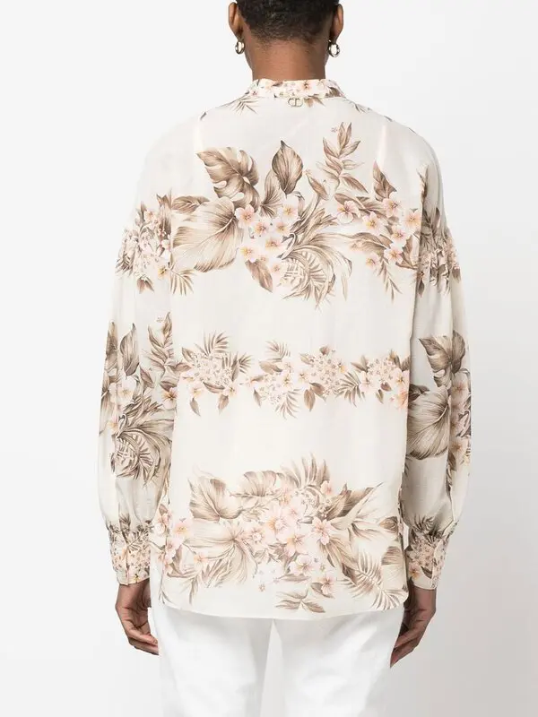 TWINSET Floral Print Shirt - Neutrals