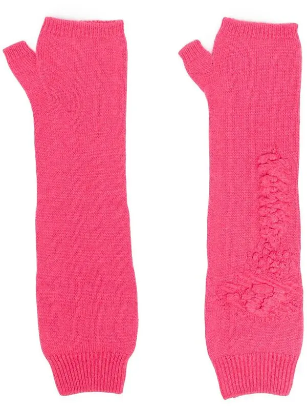 BARRIE Cashmere Fingerless Mittens - Pink