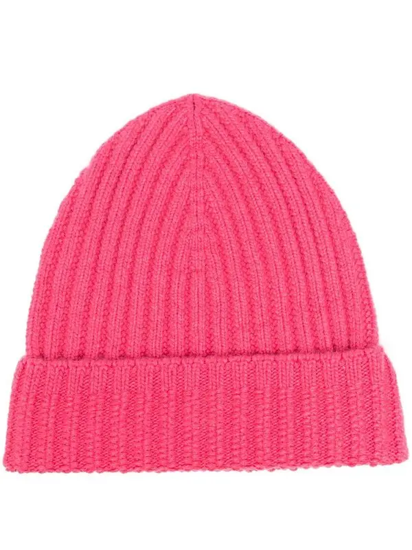 BARRIE Ribbed Cashmere Beanie - Pink