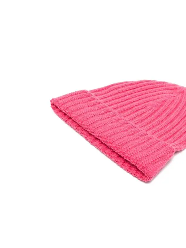 BARRIE Ribbed Cashmere Beanie - Pink