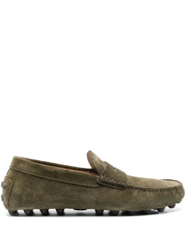 TOD'S Gommino Suede Driving Loafers - Green