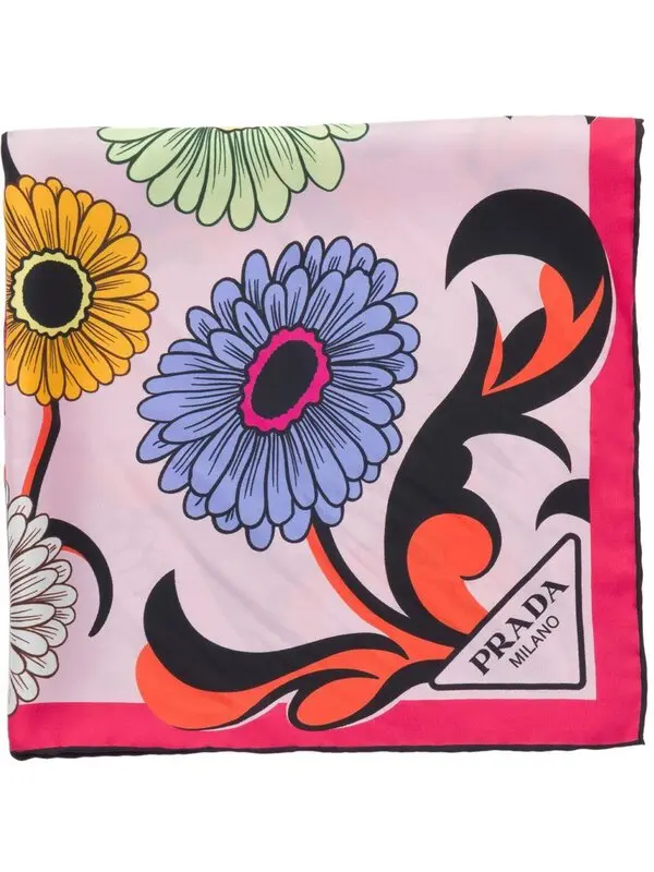 Prada Floral-print Twill Scarf