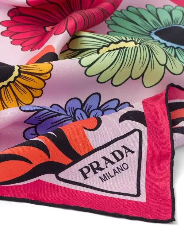 Prada Floral-print Twill Scarf