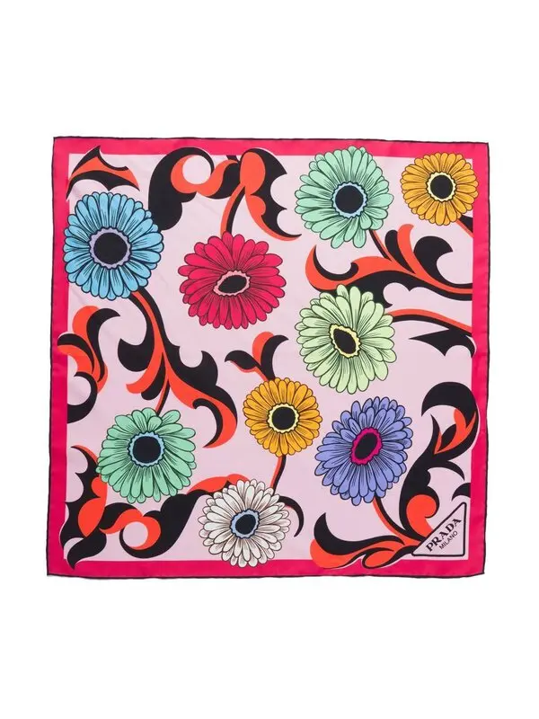Prada Floral-print Twill Scarf