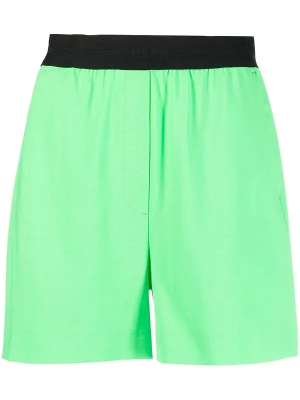 MSGM Logo Waistband Shorts - Green
