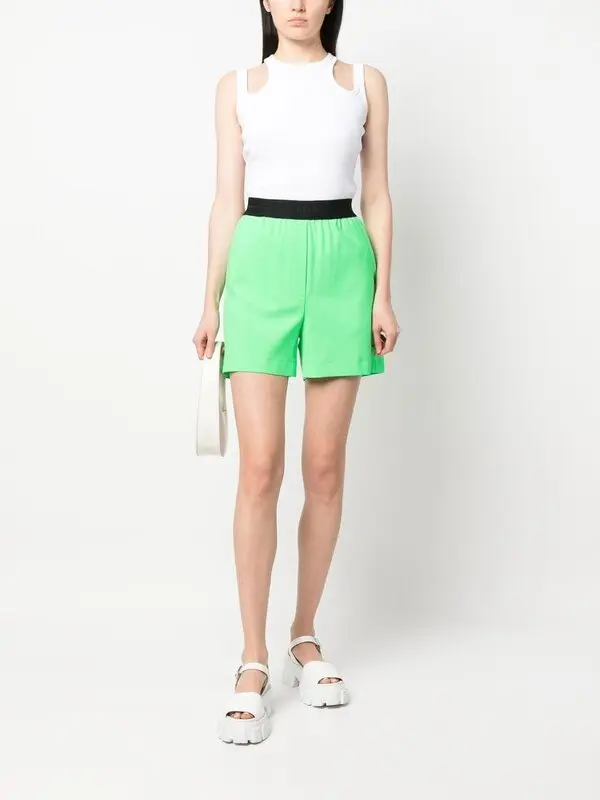 MSGM Logo Waistband Shorts - Green