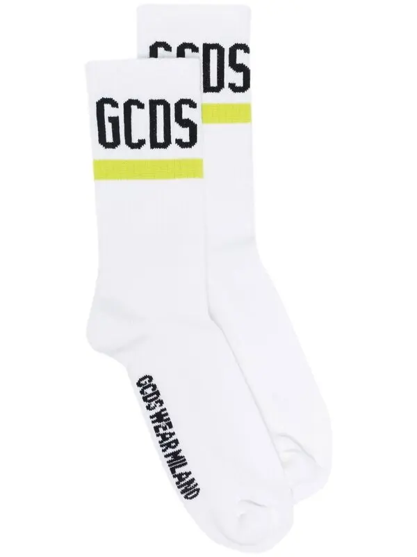 Gcds Intarsia-knit Mid-calf Socks - White