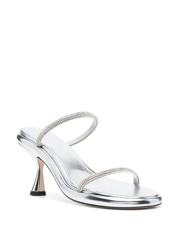 WANDLER 90mm Crystal-embellished Metallic Lambskin Sandals
