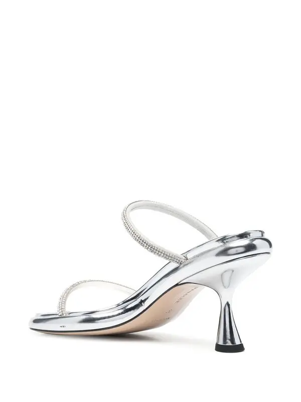 WANDLER 90mm Crystal-embellished Metallic Lambskin Sandals