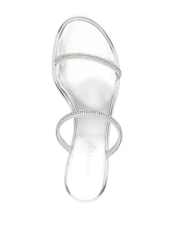 WANDLER 90mm Crystal-embellished Metallic Lambskin Sandals