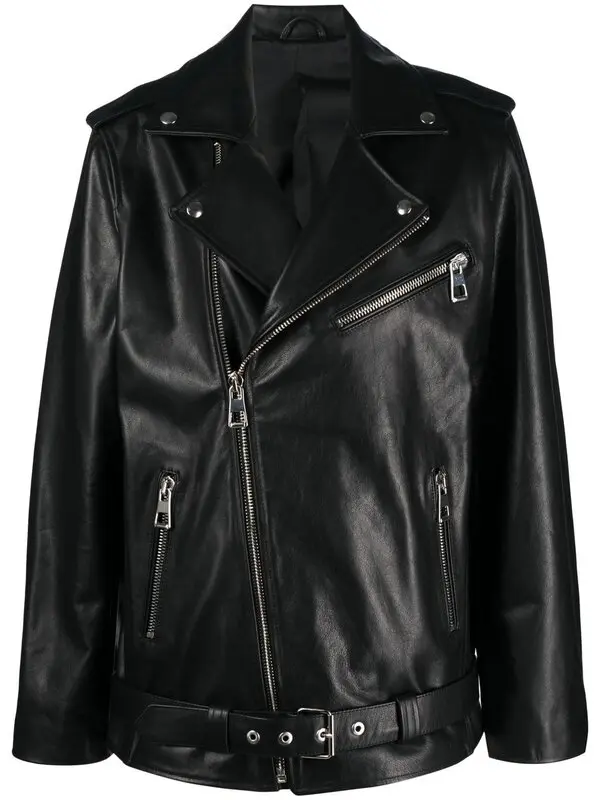 MANOKHI Leather Biker Jacket - Black