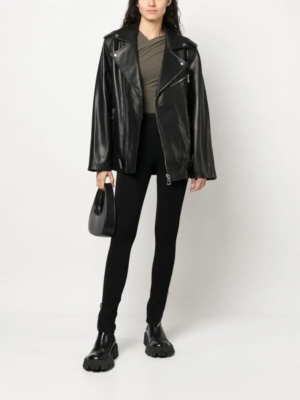MANOKHI Leather Biker Jacket - Black