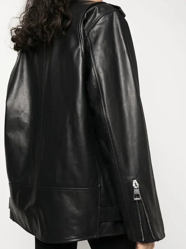 MANOKHI Leather Biker Jacket - Black