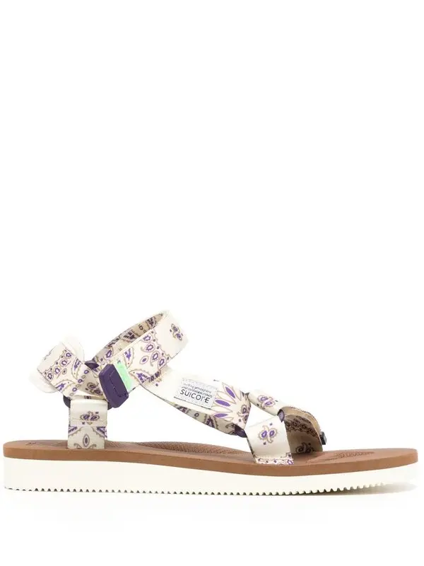 Suicoke Depa-cab Paisley-print Sandals - White