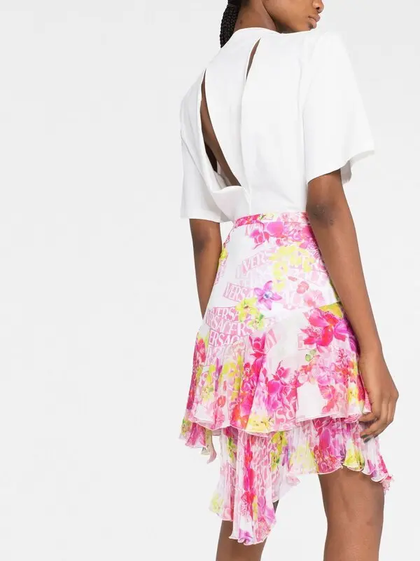 Versace Floral-print Asymmetric Skirt - Pink