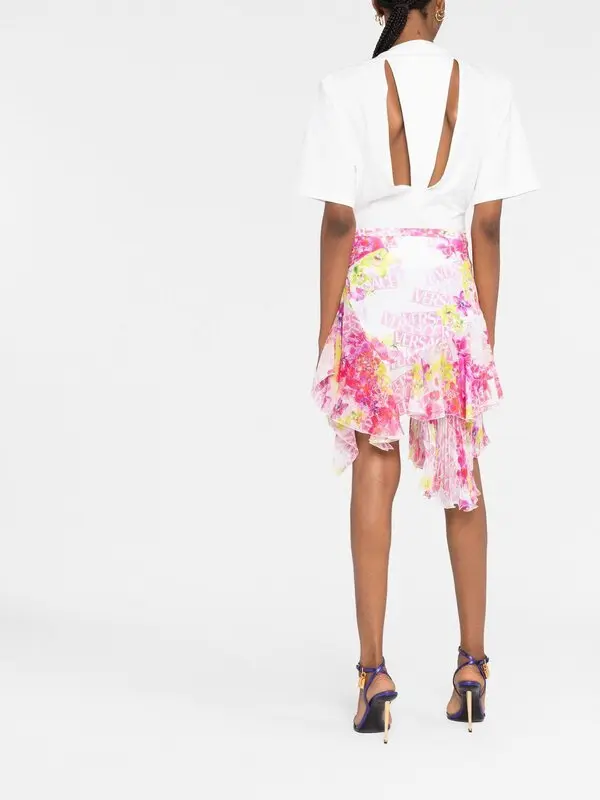 Versace Floral-print Asymmetric Skirt - Pink