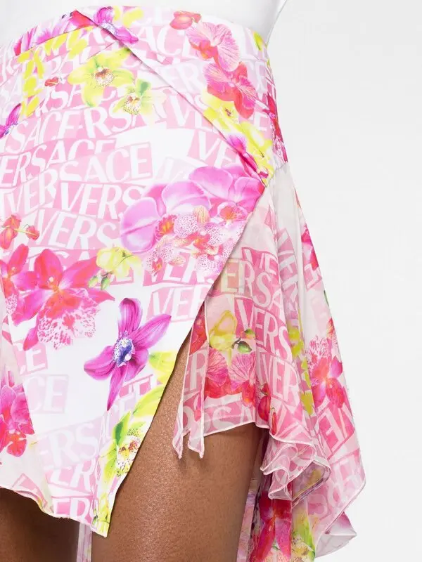 Versace Floral-print Asymmetric Skirt - Pink
