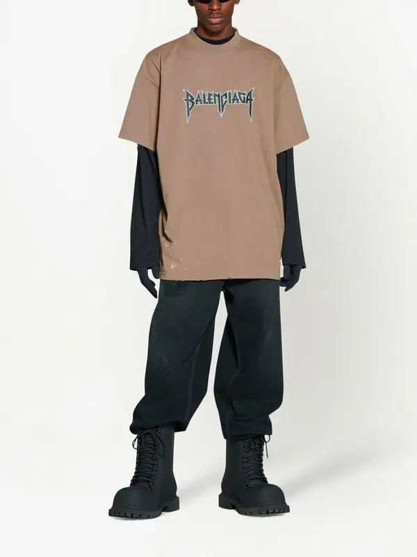 Balenciaga Metal Logo-Print T-Shirt In Brown - 30% Off | Editorialist