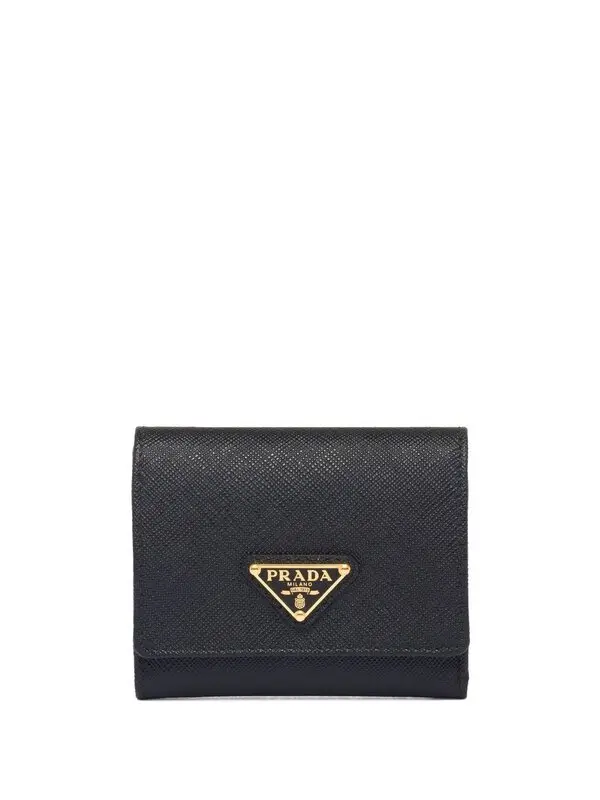 Prada Logo-plaque Leather Wallet - Black