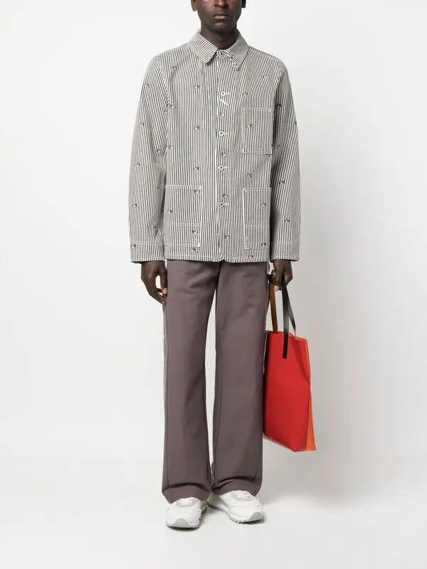 Kenzo Floral-embroidered Striped Shirt Jacket