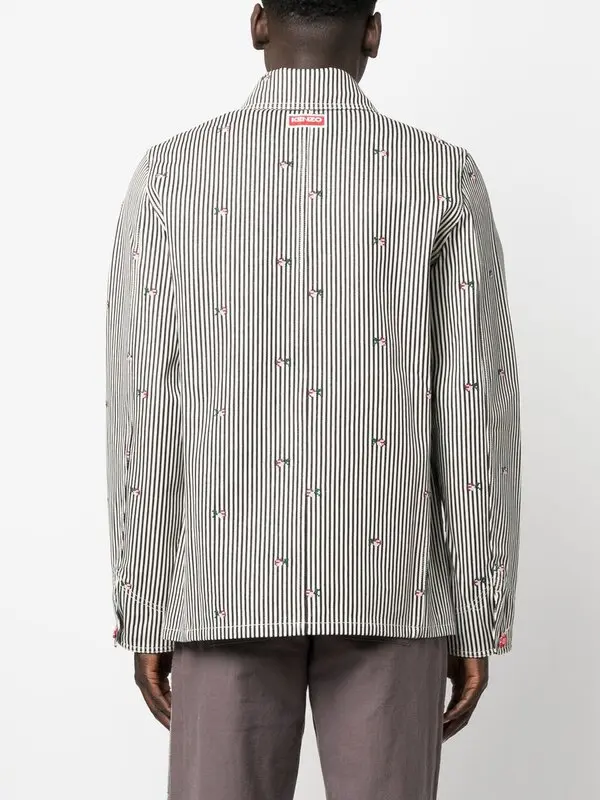 Kenzo Floral-embroidered Striped Shirt Jacket