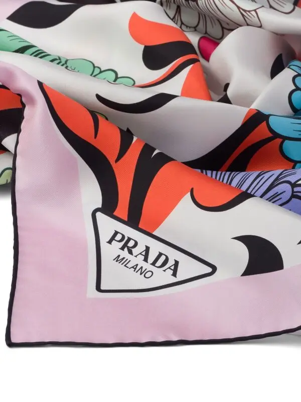Prada Floral-print Twill Scarf