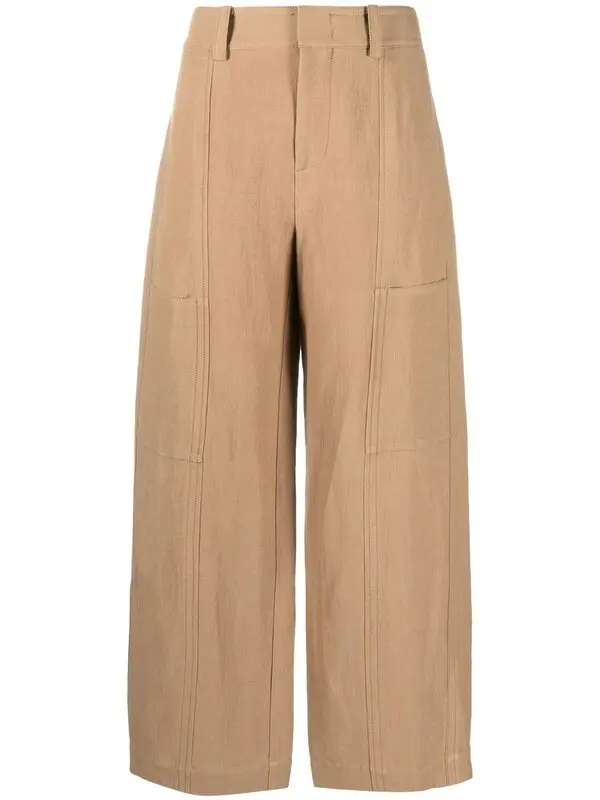 Vince One Tone Patch Wide-leg Trousers