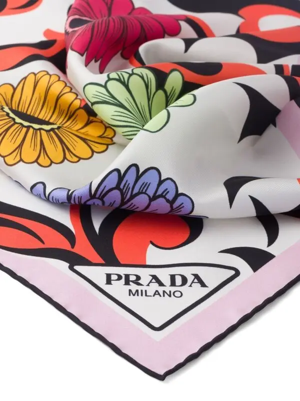 Prada Floral-print Twill Scarf