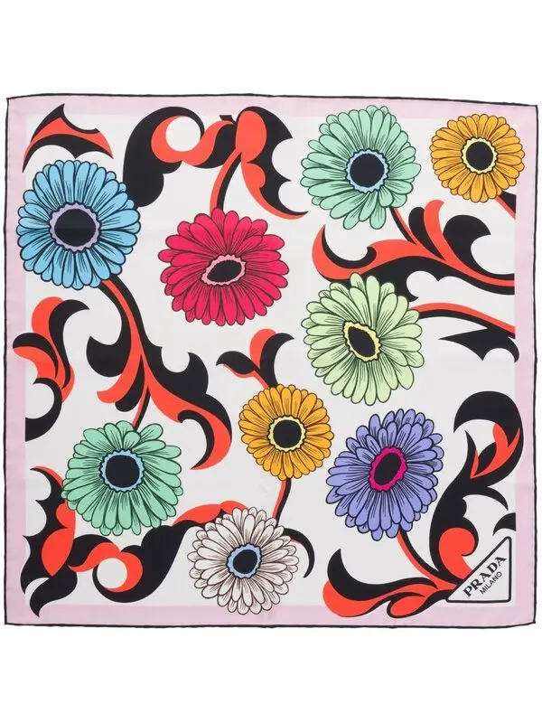 Prada Floral-print Twill Scarf