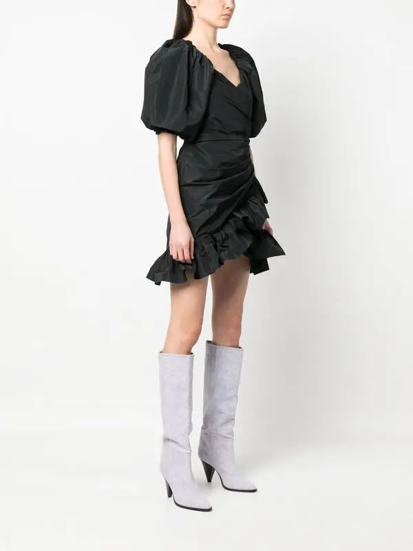 MSGM Puff-sleeved Wrap Dress - Black