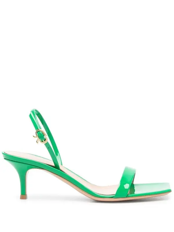 GIANVITO ROSSI Ribbon Patent Leather Kitten Sandals