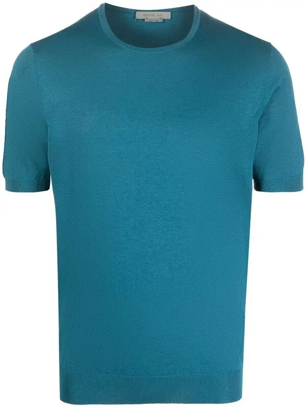 Corneliani Silk-cotton Short-sleeve T-shirt - Blue