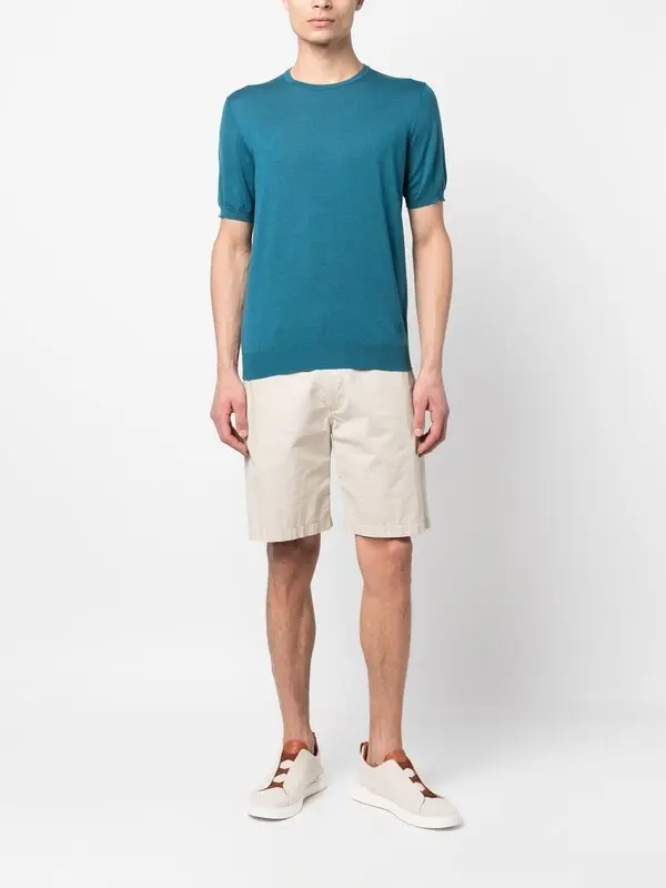 Corneliani Silk-cotton Short-sleeve T-shirt - Blue