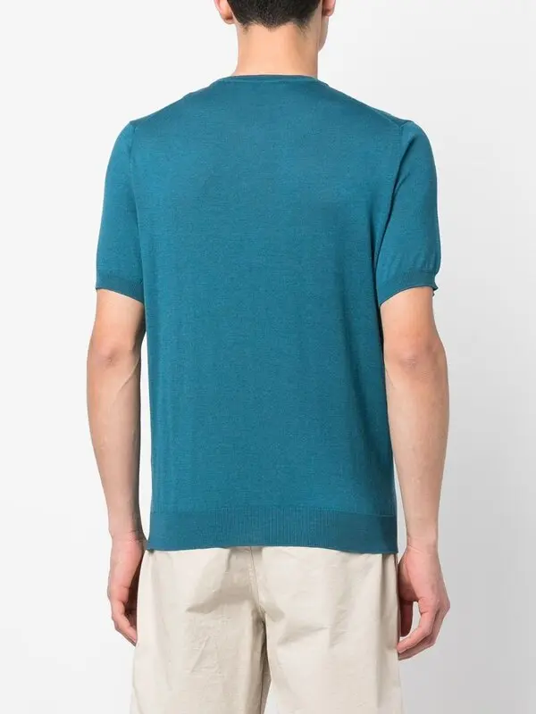 Corneliani Silk-cotton Short-sleeve T-shirt - Blue
